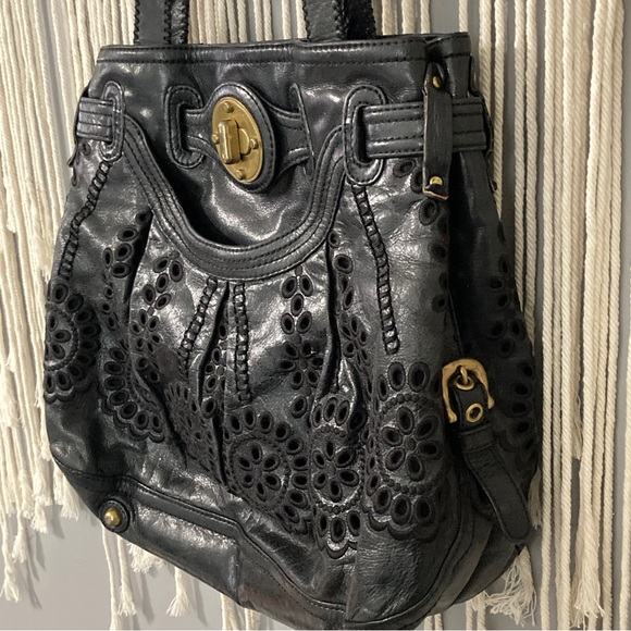 Lockheart | Bags | Black Lockhart Purse Daisy Perforated Floral Eyelet ...